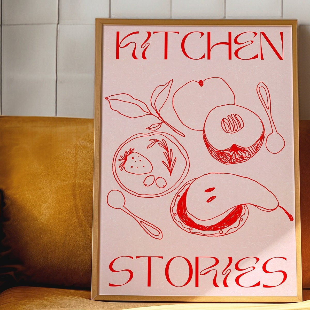 Kna Prints - Line Art Poster, 70S Poster, Red Wall Art, Dinner Poster ...