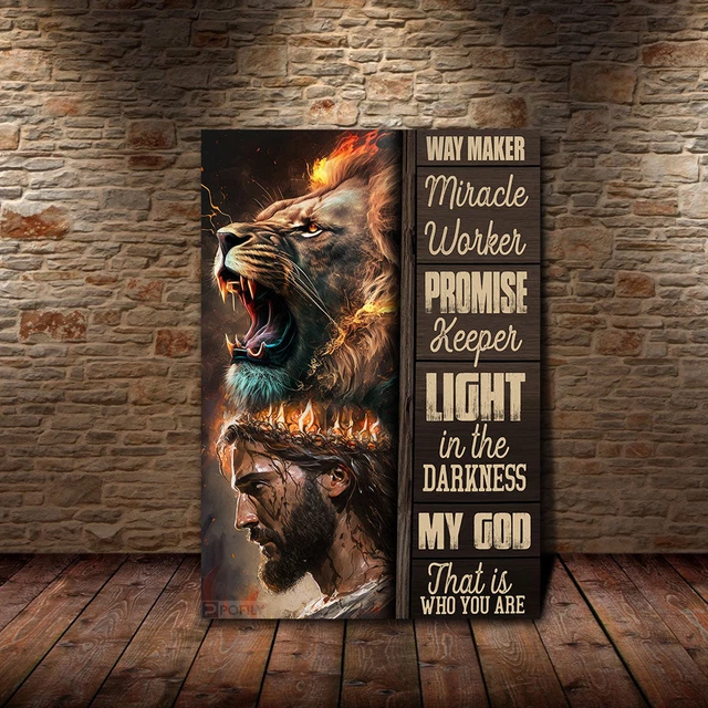 Kna Prints - Lion And Jesus Lion Just Pray Vertical L Art, Lionire Effe ...