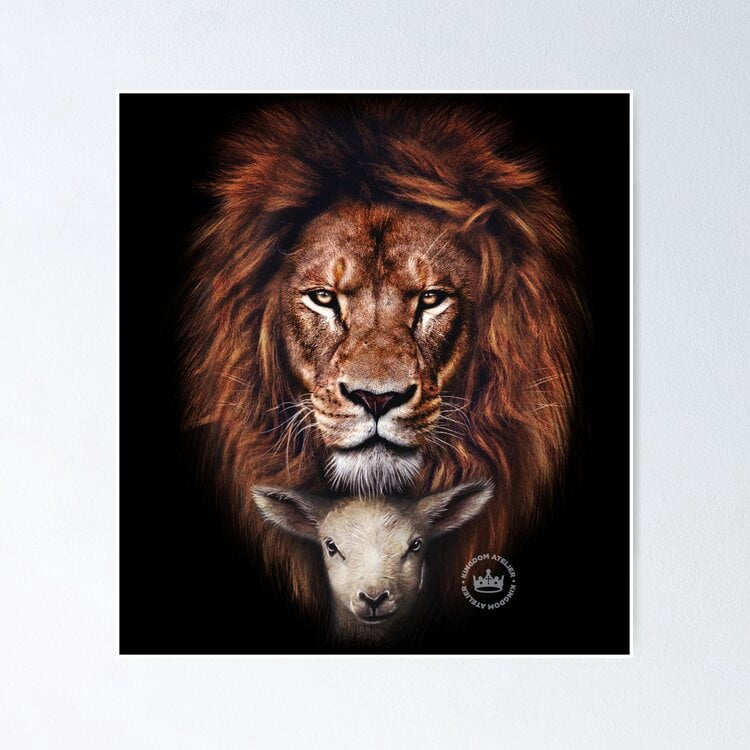Kna Prints - Lion And The Lamb Poster Wall Art Print For Home Decor ...