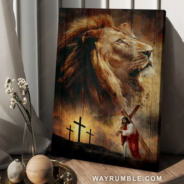 Kna Prints - Lion Of Judah, Three Crosses, Abstract Jesus Drawing ...