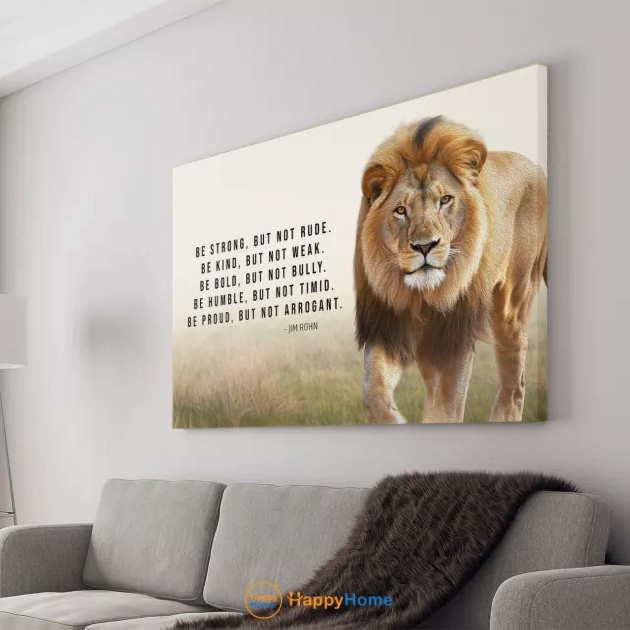 Kna Prints - Lion Wall Art Be Strong Jim Rohn Motivational Quotes ...