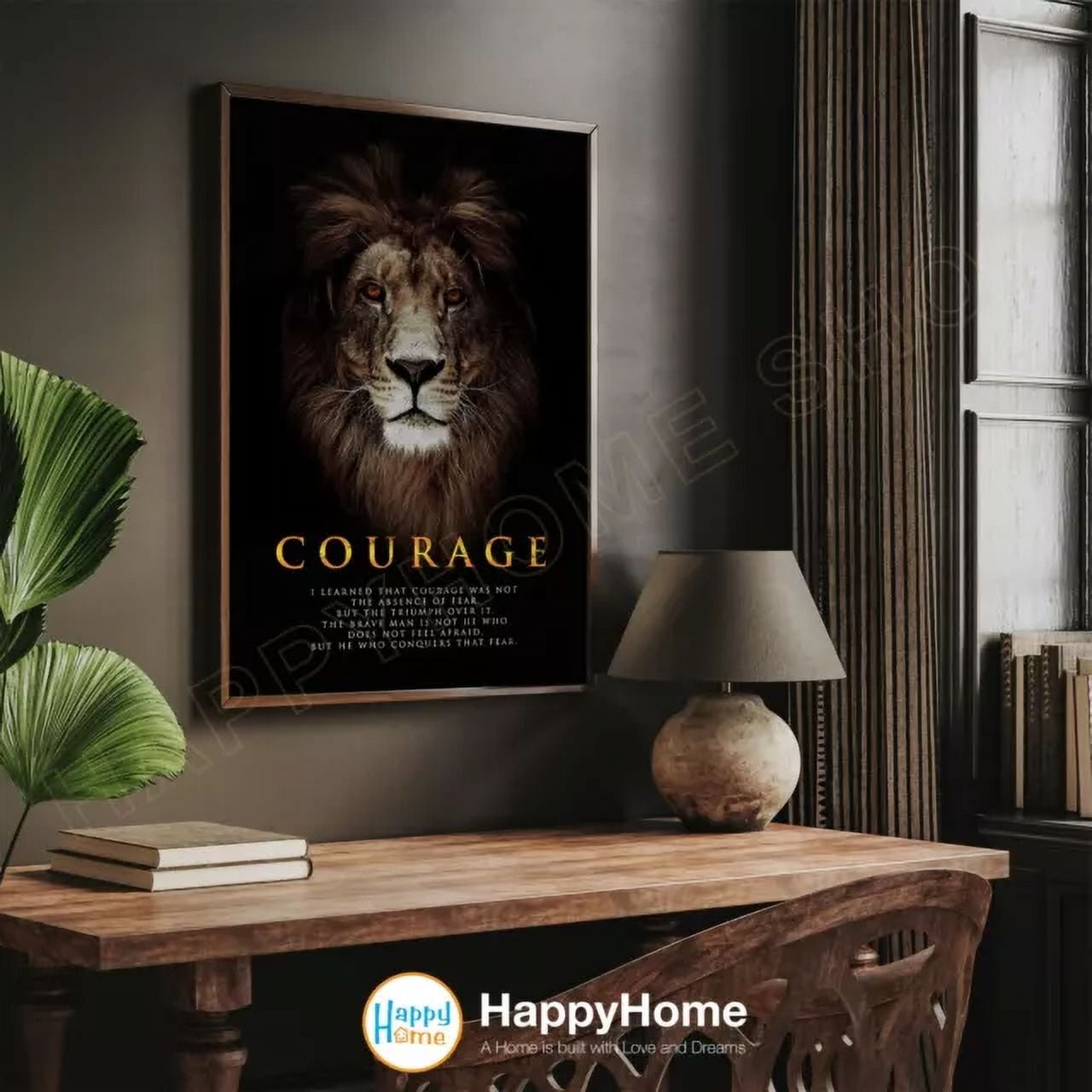 Kna Prints - Lion Wall Art Courage Definition Nelson Mandela Quote ...