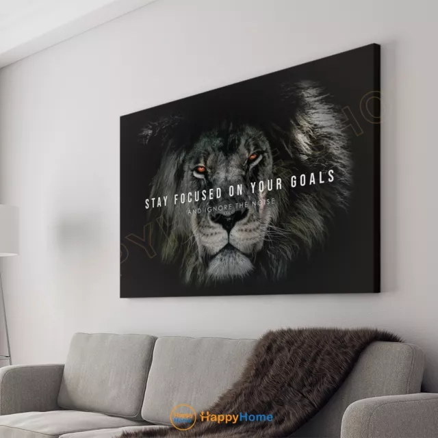 Kna Prints - Lion Wall Art Stay Focused On Your Goals Motivational ...