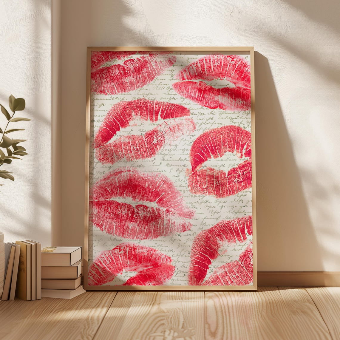 Kna Prints - Lips Wall Art, Vintage Style Kiss Lips Digital Print ...