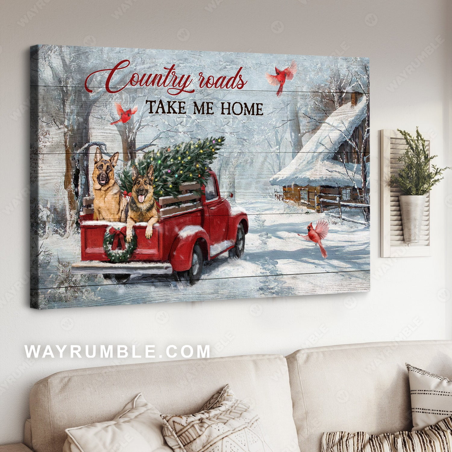 Kna Prints - Little Ladybug Car, Lovely German Shepherd, Country Roads ...