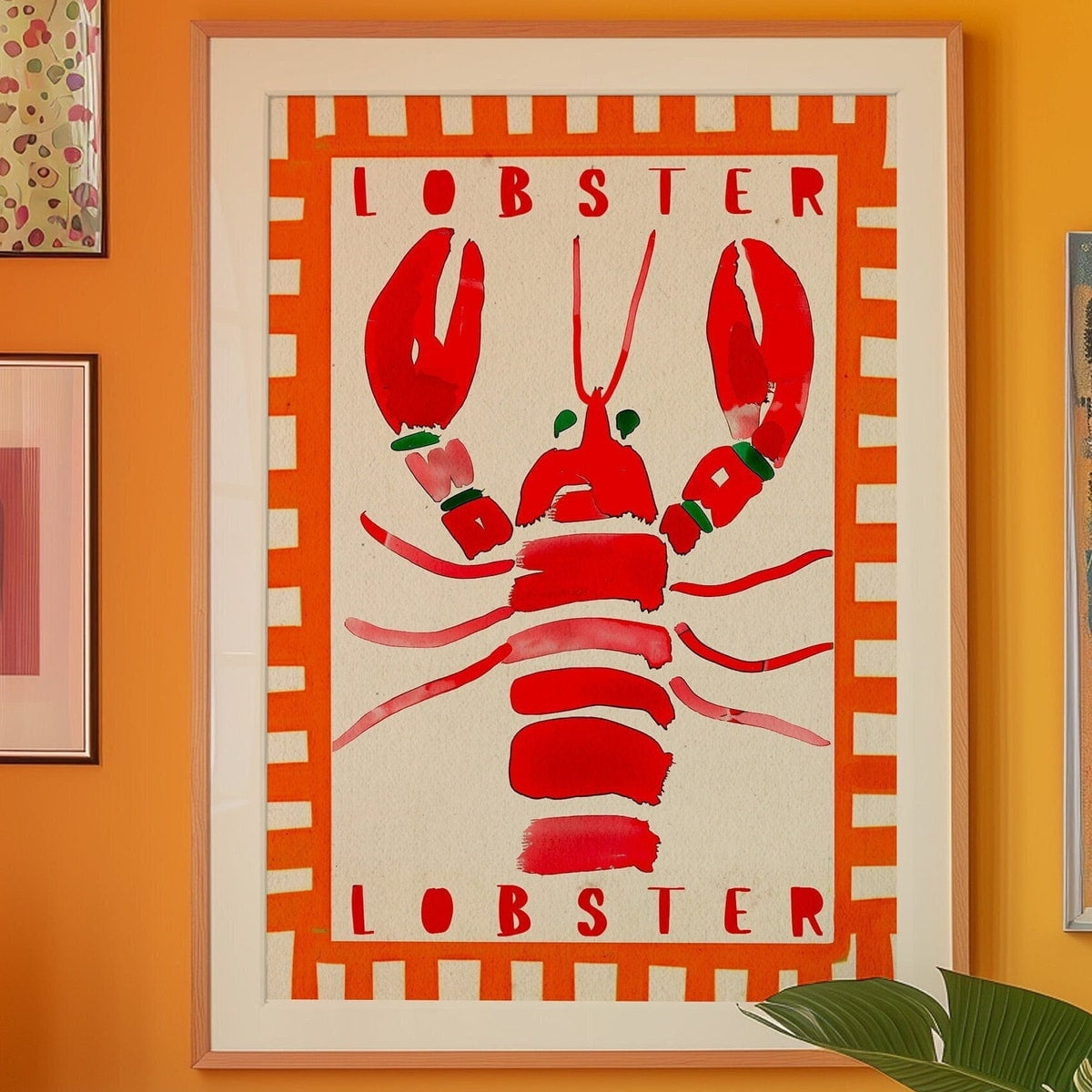 Kna Prints - Lobster Poster, Eclectic Maximalist Art, Orange Wall Art ...
