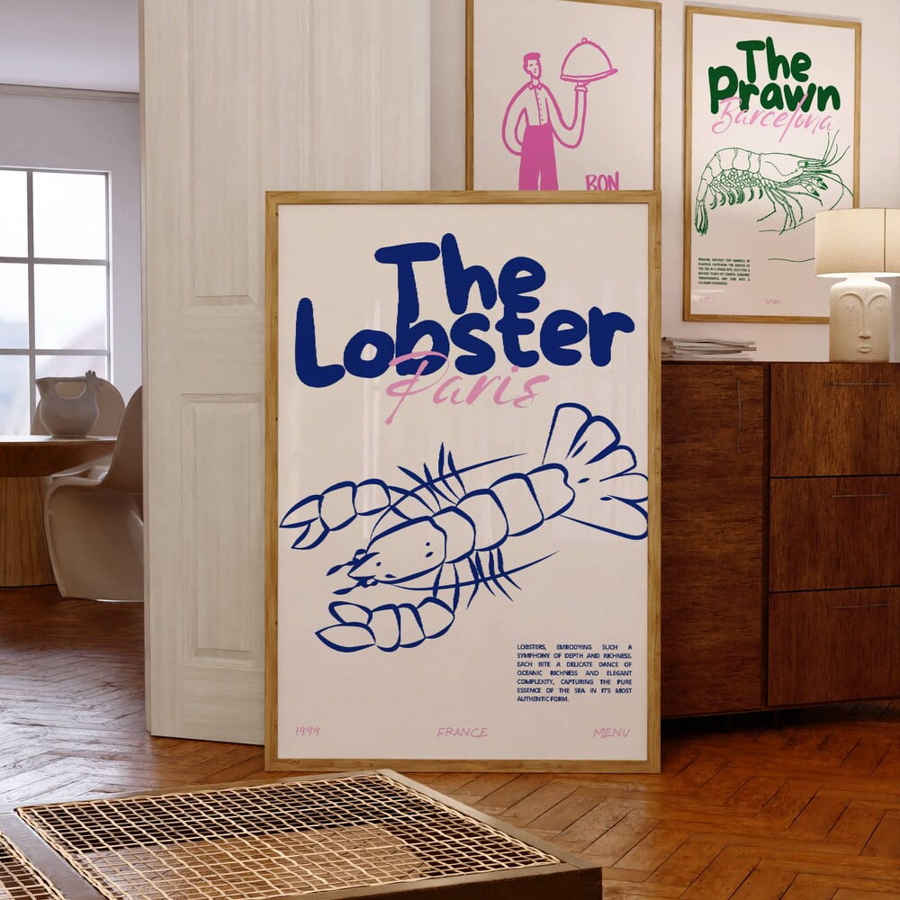 Kna Prints - Lobster Print, Lobster Poster, Seafood Poster, Kitchen ...