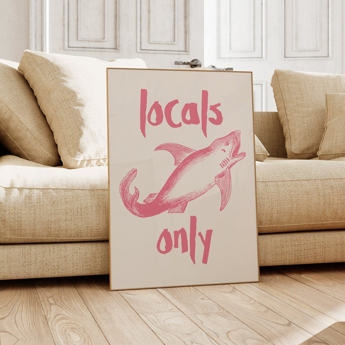 Kna Prints - Locals Only Beach Print Trendy Coastal Wall Art Pink ...