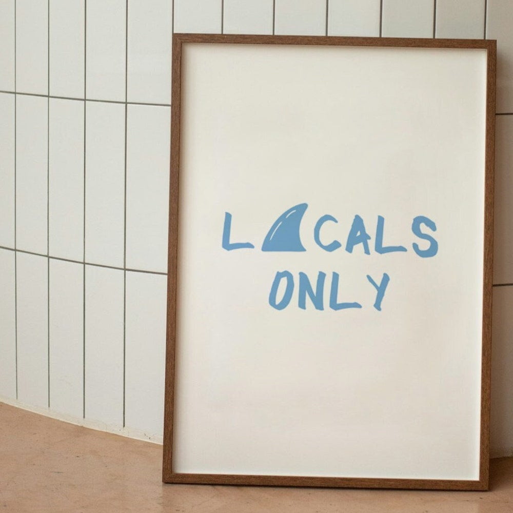 Kna Prints - Locals Only Shark Fin Print, Coastal Decor, Funny Ocean ...