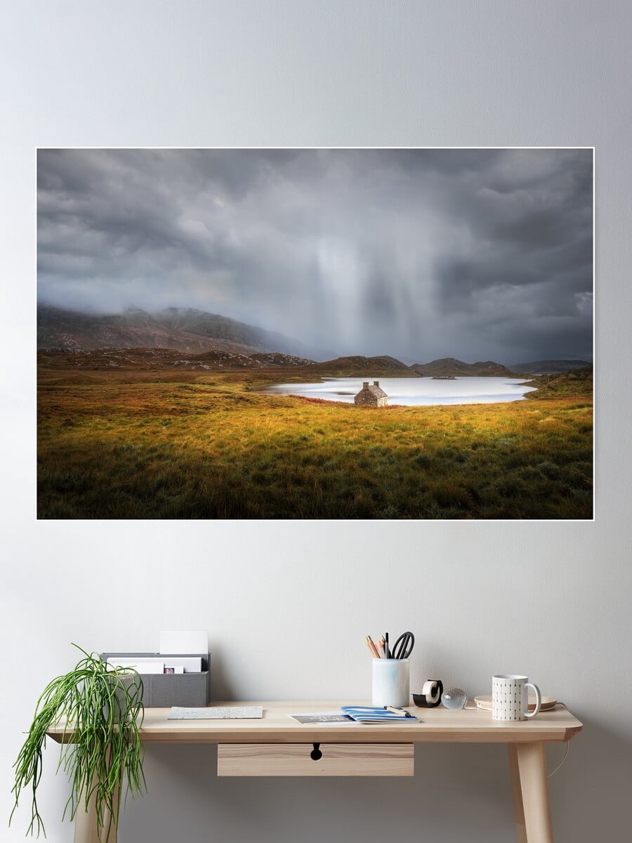 Kna Prints - Loch Stack Bothy, Sun And Showers Sutherland Scotland ...