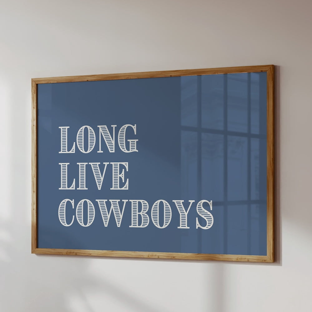 Kna Prints - Long Live Cowboys Print Western Typography Wall Art Retro ...