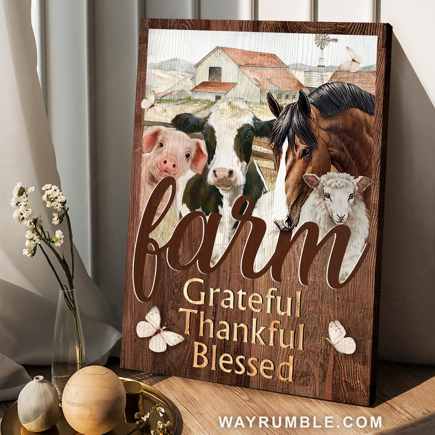 Kna Prints - Lovely Farm, Animal Painting, Grateful, Thankful, Blessed ...