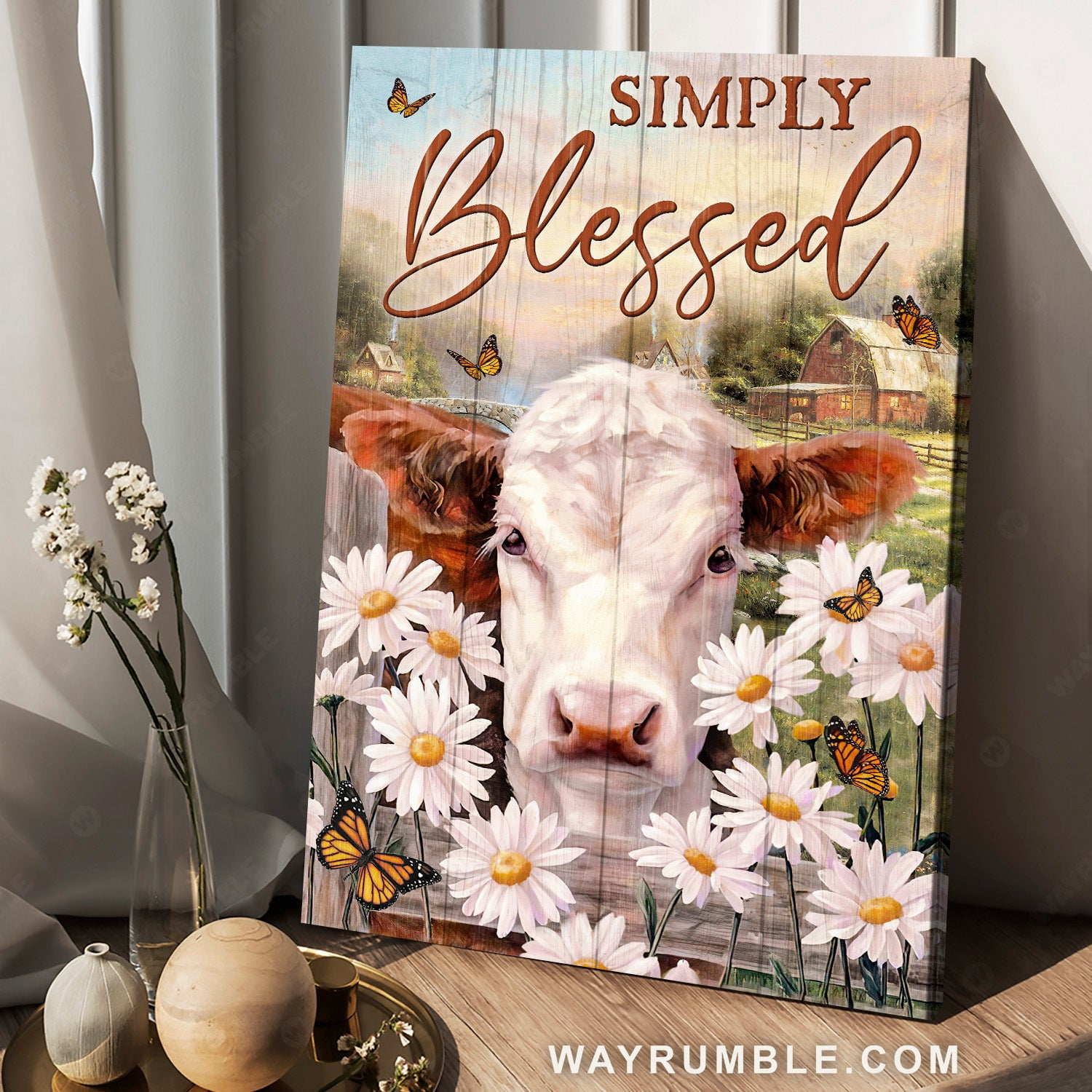 Kna Prints - Lovely Farm, Daisy Fence, Pretty Sunset Painting, Simply Blessed - Jesus Portrait ...