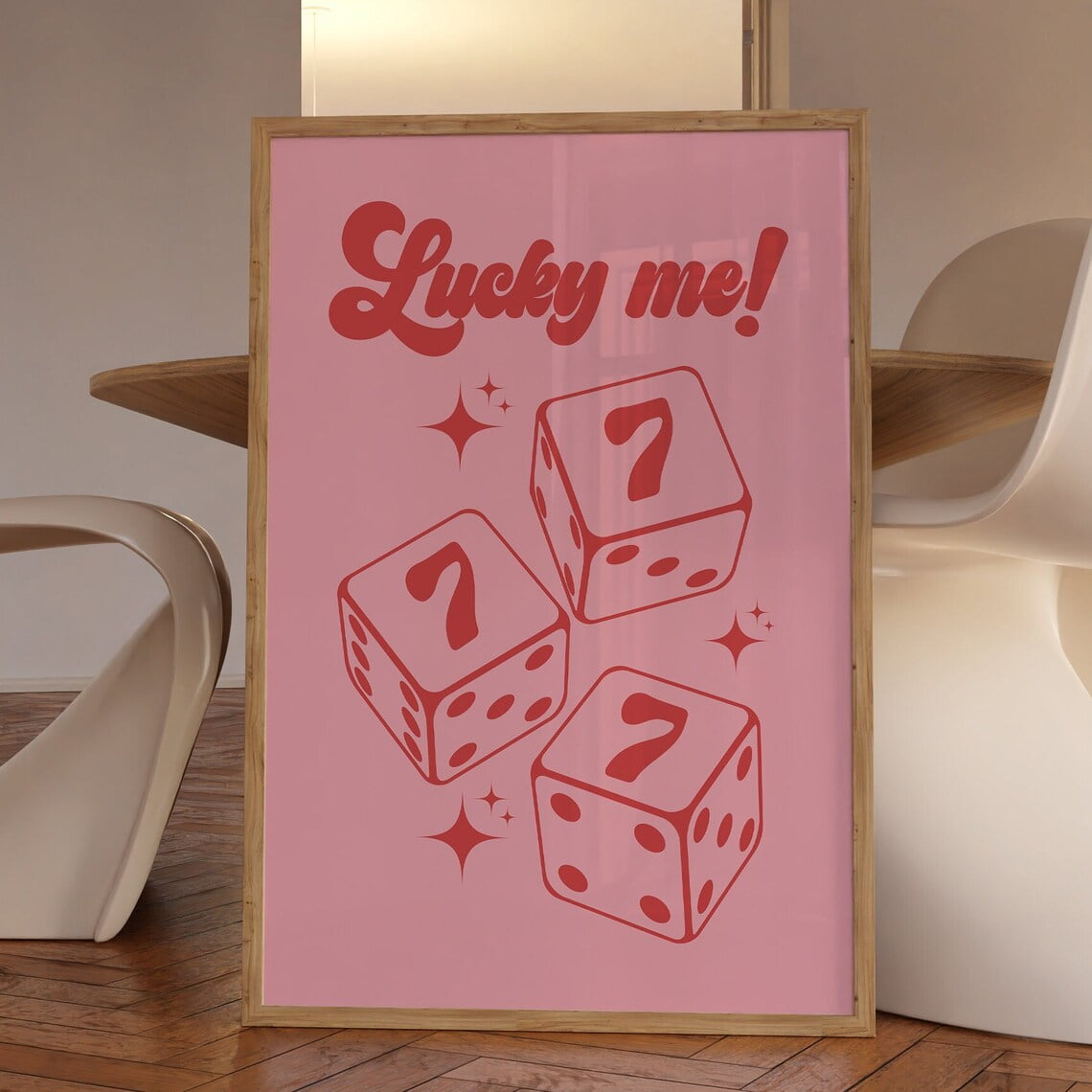 Kna Prints - Lucky Seven Dice Poster, Retro Wall Art, Bar Cart Print ...