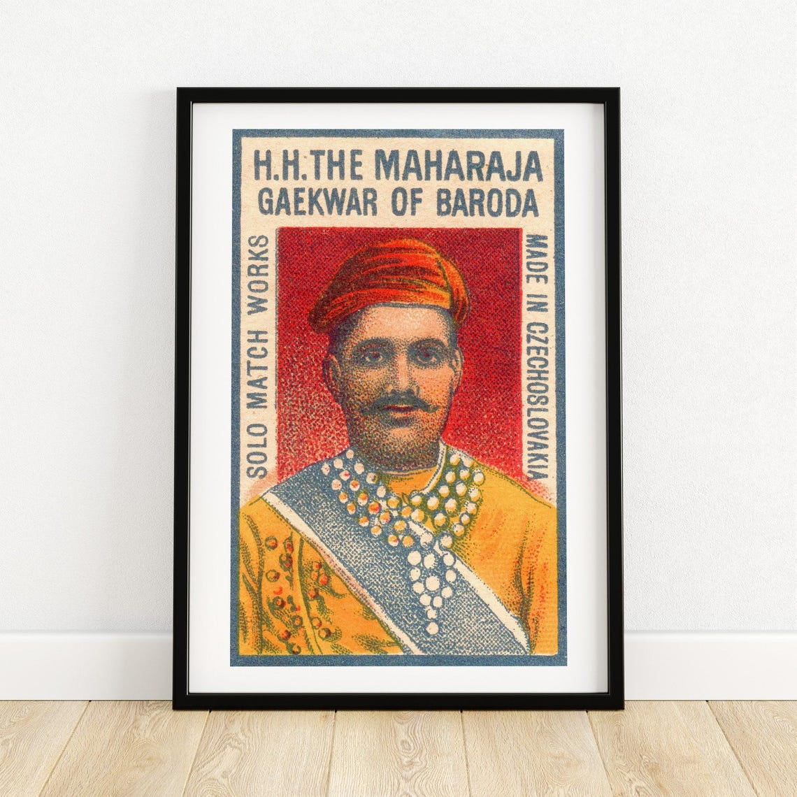 Kna Prints - Maharaja Gaekwar Of Baroda Art Print Czech Matchbox Label Design Vintage Maharaja ...