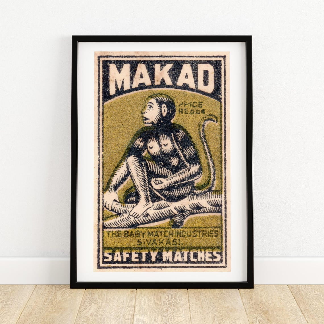 Kna Prints - Makad Monkey Safety Matches Art Print Vintage Indian ...