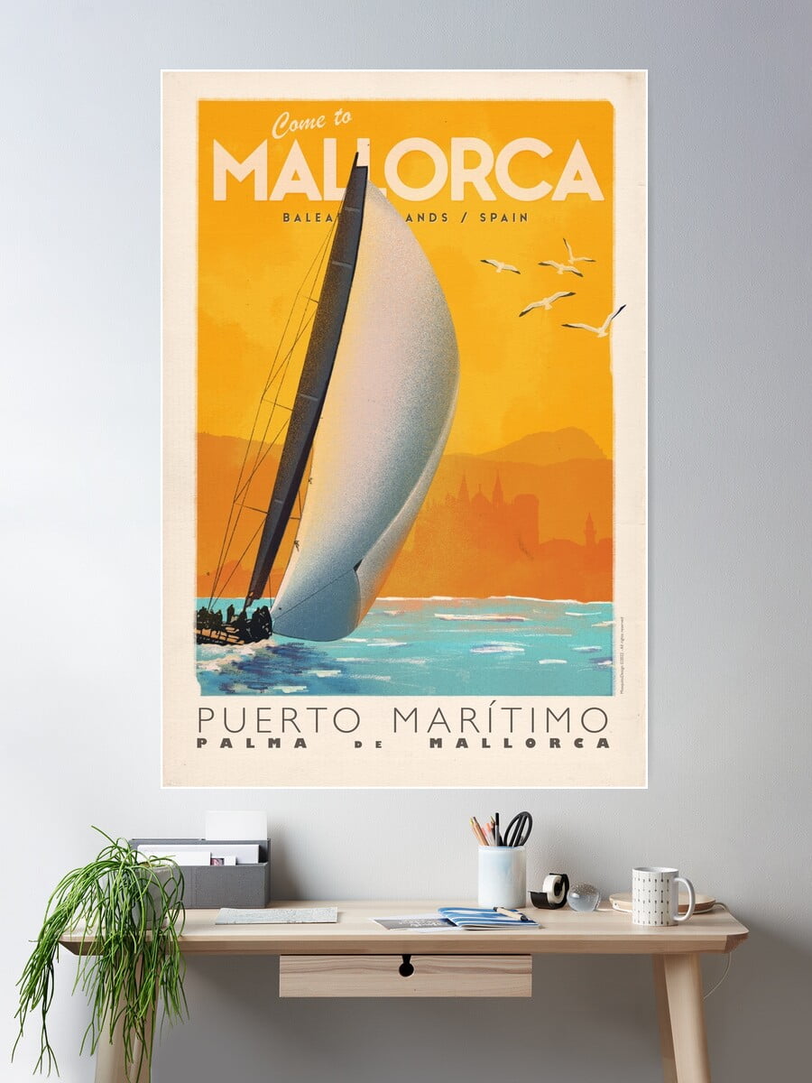 Kna Prints - Mallorca Vintage Travel Poster - Puerto Marã£Â­Timo Palma ...