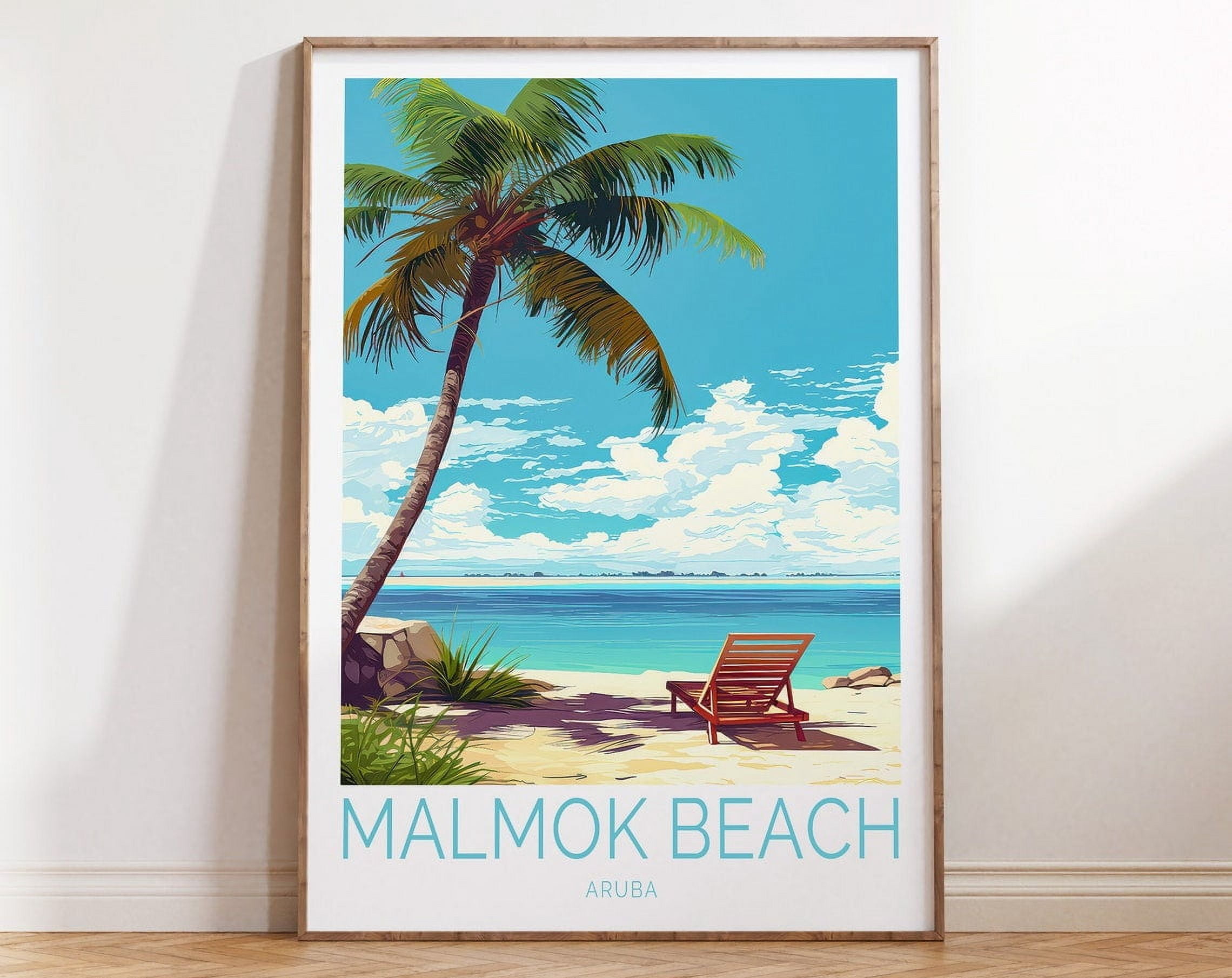 Kna Prints - Malmok Beach Travel Poster, Malmok Beach Poster Wall Art ...