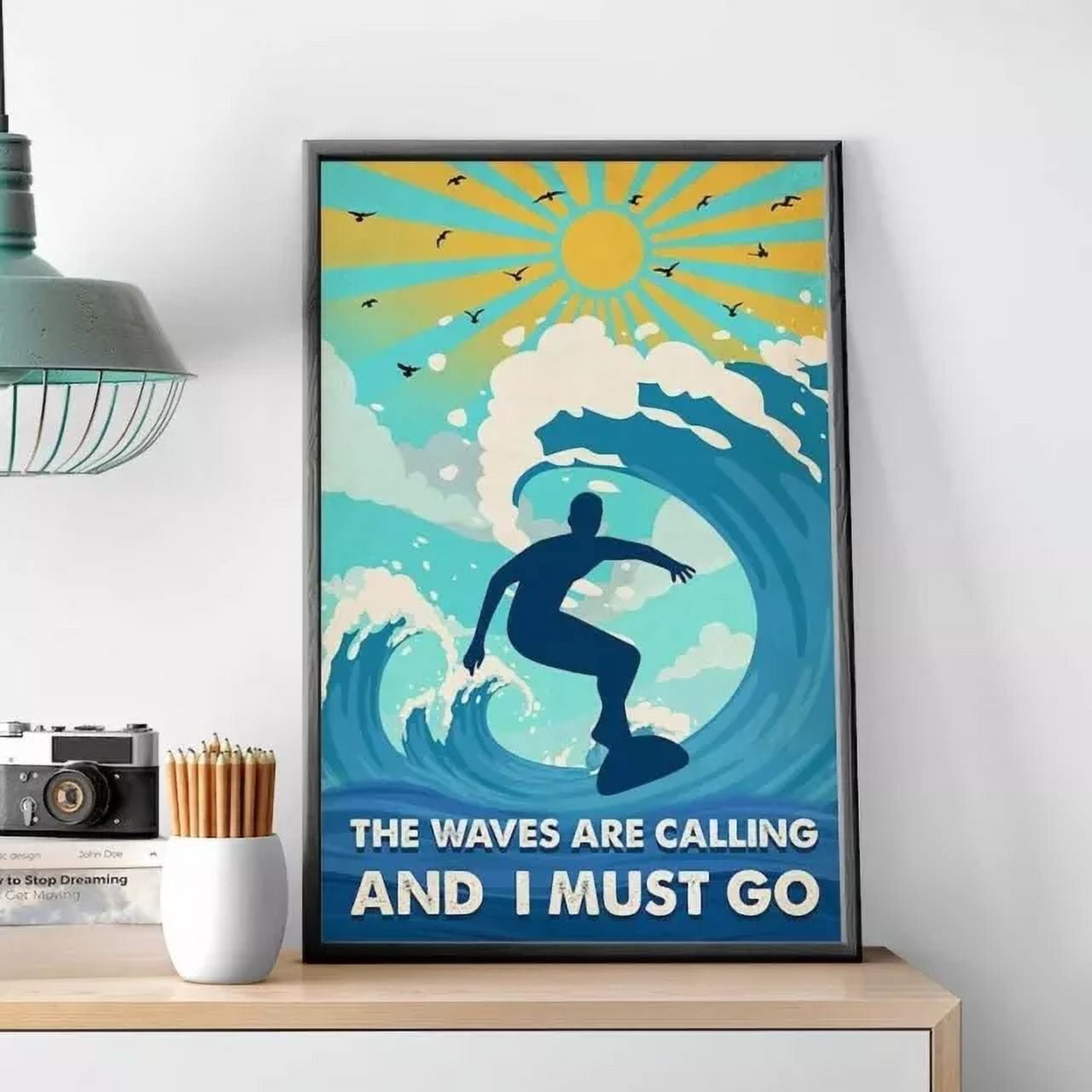 Kna Prints - Man High Wave Surfing Art, The Waves Are Calling And I Must Go Poster, Surfin Home ...