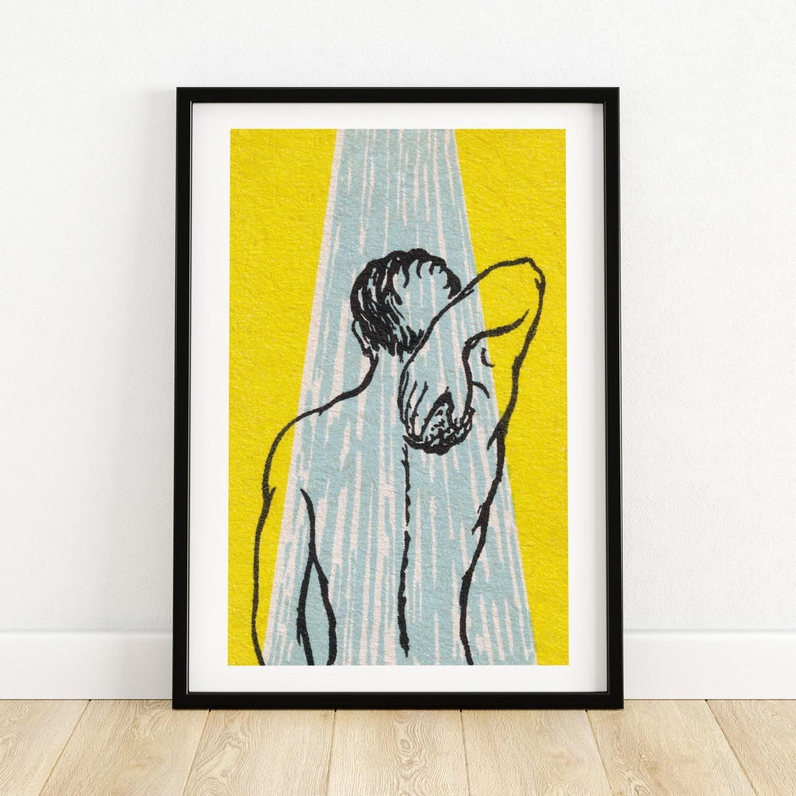 Kna Prints - Man Showering - Matchbox Print - Aesthetic Wall Art ...