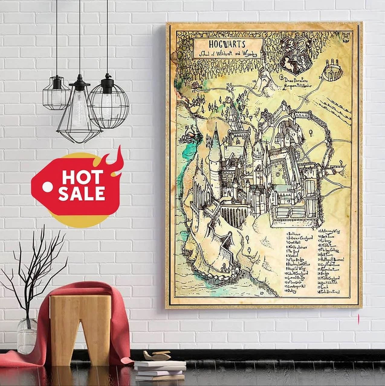 Kna Prints - Map Of Hogwarts Vertical Poster Home Decor, Vintage Art ...