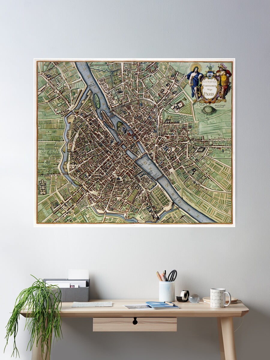 Kna Prints - Map Of Paris (1600S) Poster Wall Art, Modern Wall Decor ...