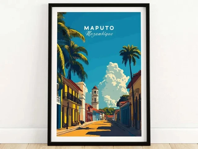 Kna Prints - Maputo Travel Print Wall Art Mozambique Wall Hanging Home ...