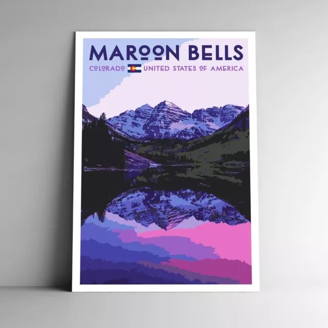 Kna Prints - Maroon Bells Travel Poster Colorado Usa United States ...