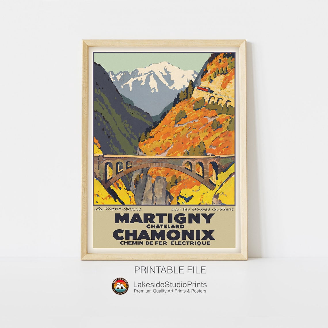 Kna Prints - Martigny Chatelard Chamonix Retro Travel Poster Instant ...