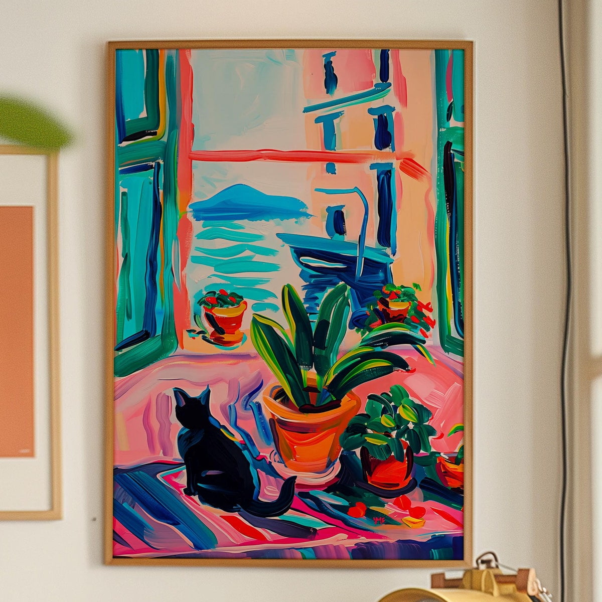 Kna Prints - Matisse Wall Art, Black Cat Print, Pink Wall Art, Kitchen ...