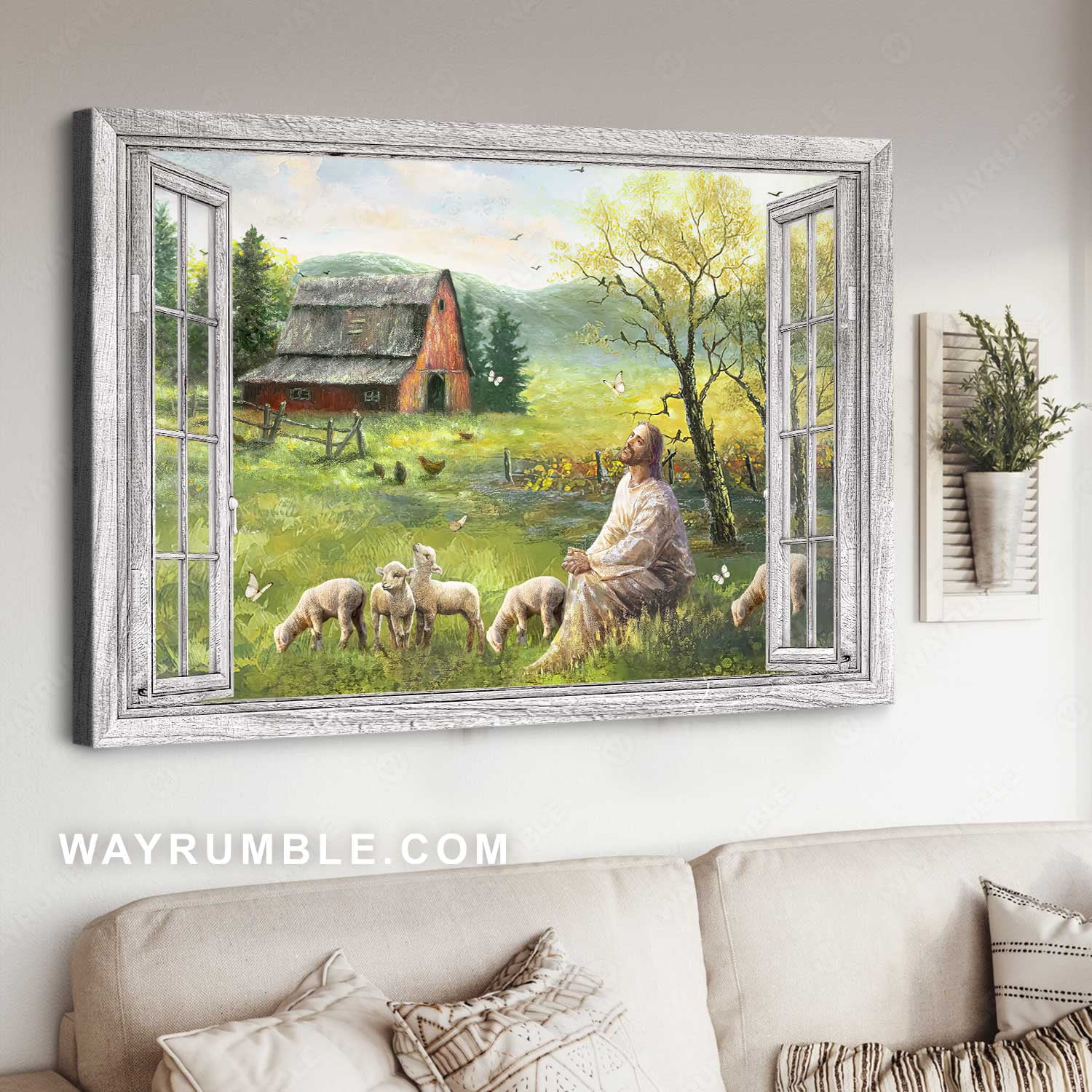 Kna Prints - Meadow Land Painting, Lamb Farm, Jesus Drawing ...
