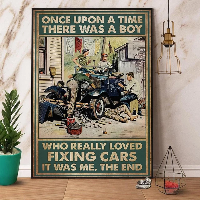 Kna Prints - Mechanic There Was A Boy Loved Fixing Cars Paper Poster ...