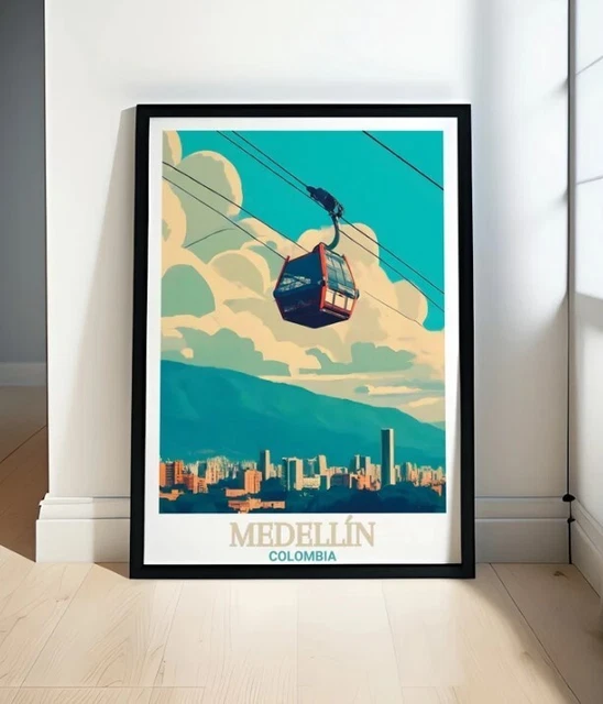 Kna Prints - Medellín Travel Print - Metrocable Poster And Vintage Art ...