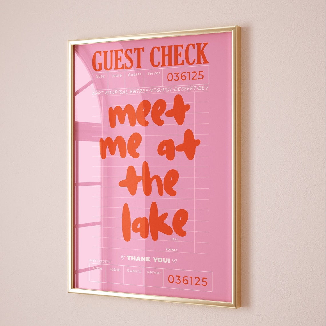 Kna Prints - Meet Me At The Lake Print Trendy Coastal Wall Art Pink Typography Poster Beachy ...