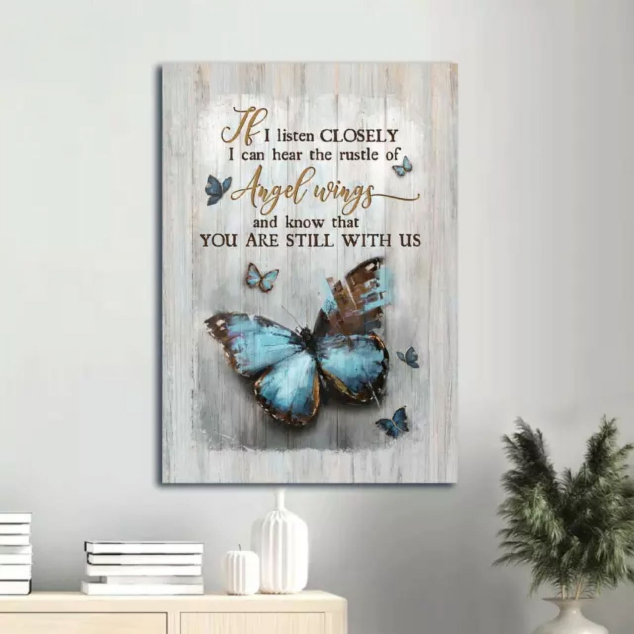 Kna Prints - Memorial Poster Blue Butterfly, Angel Wings Poster Gift ...