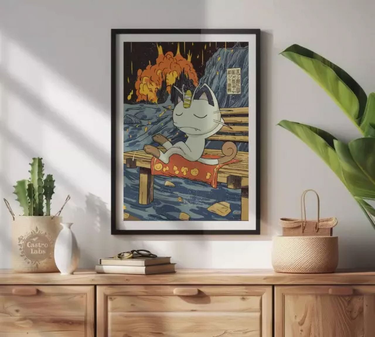 Kna Prints - Meowth Pokemon Poster - Japanese Tapestry Style Psychic ...