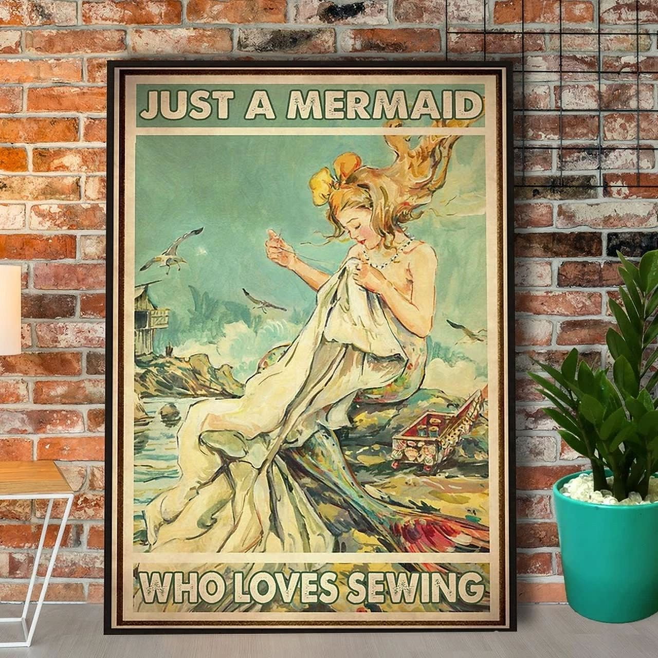 Kna Prints - Mermaid Sewing Just A Mermaid Who Loves Sewing Blond Hair ...