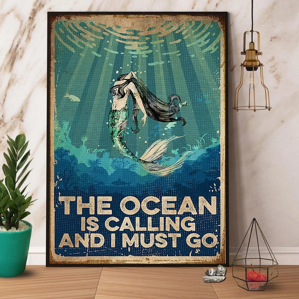 Kna Prints - Mermaid The Ocean Is Calling And I Must Go Wall Art ...