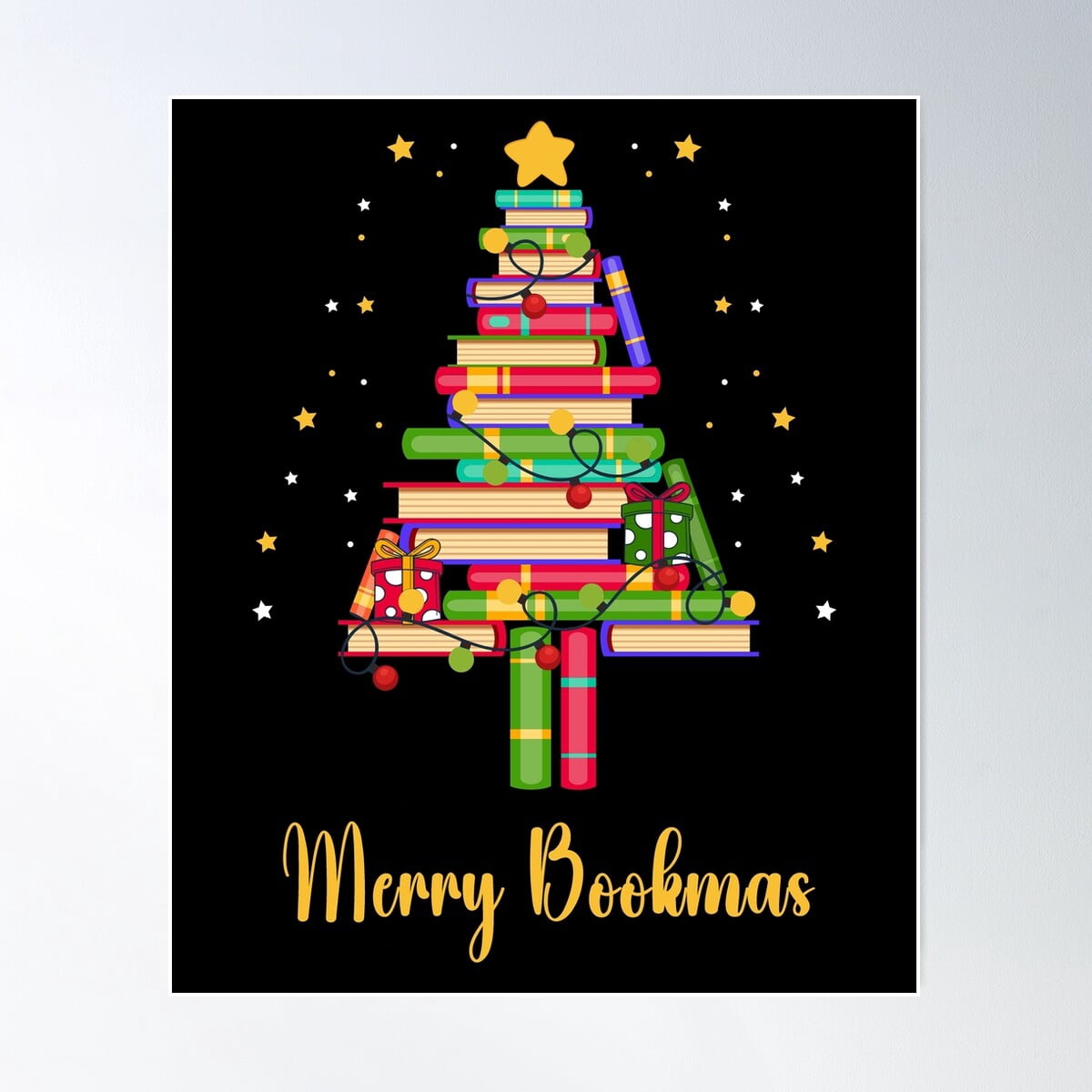Kna Prints - Merry Bookmas Poster Wall Art, Modern Wall Decor For ...