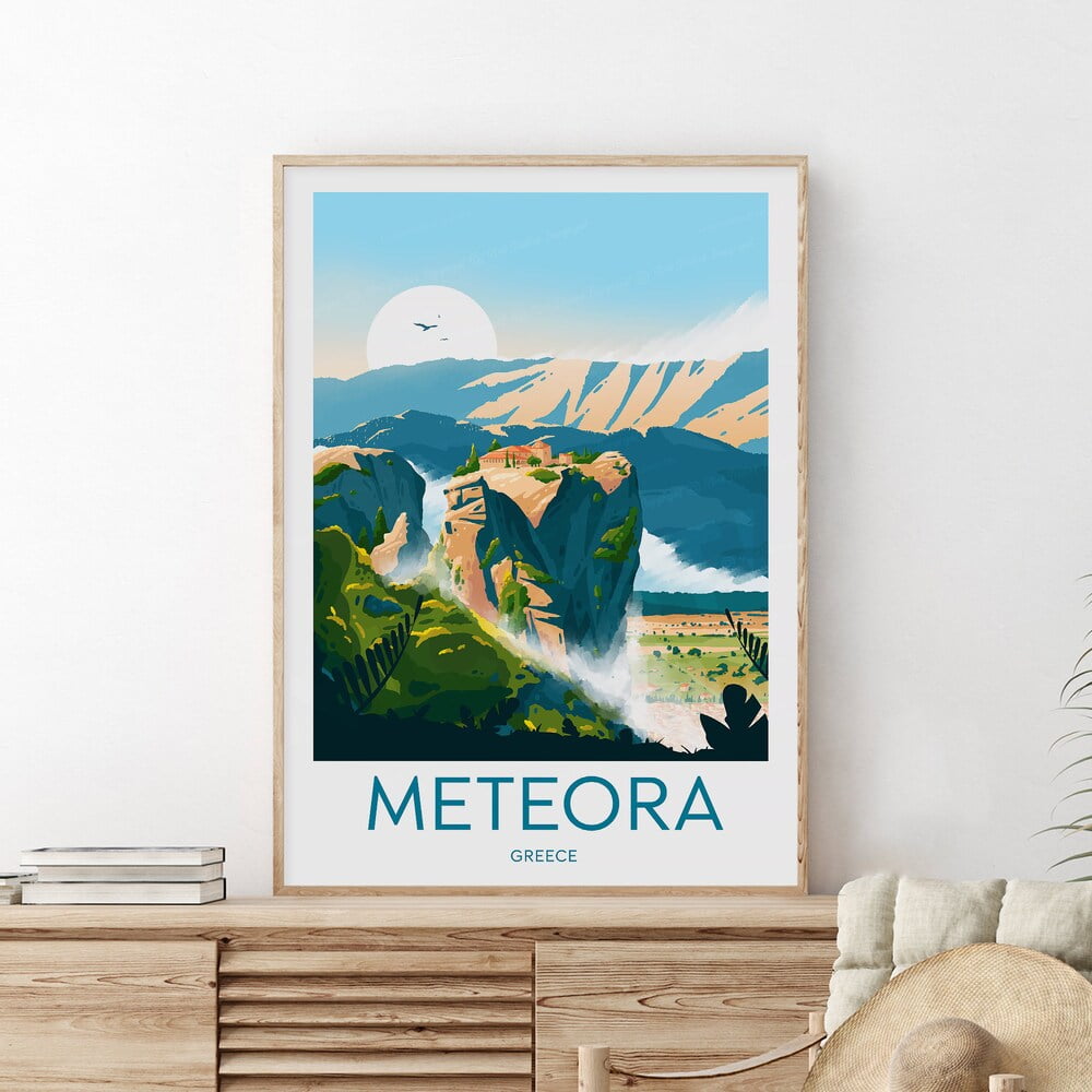 Kna Prints - Meteora Travel Print - Greece, Meteora Poster, Greece ...