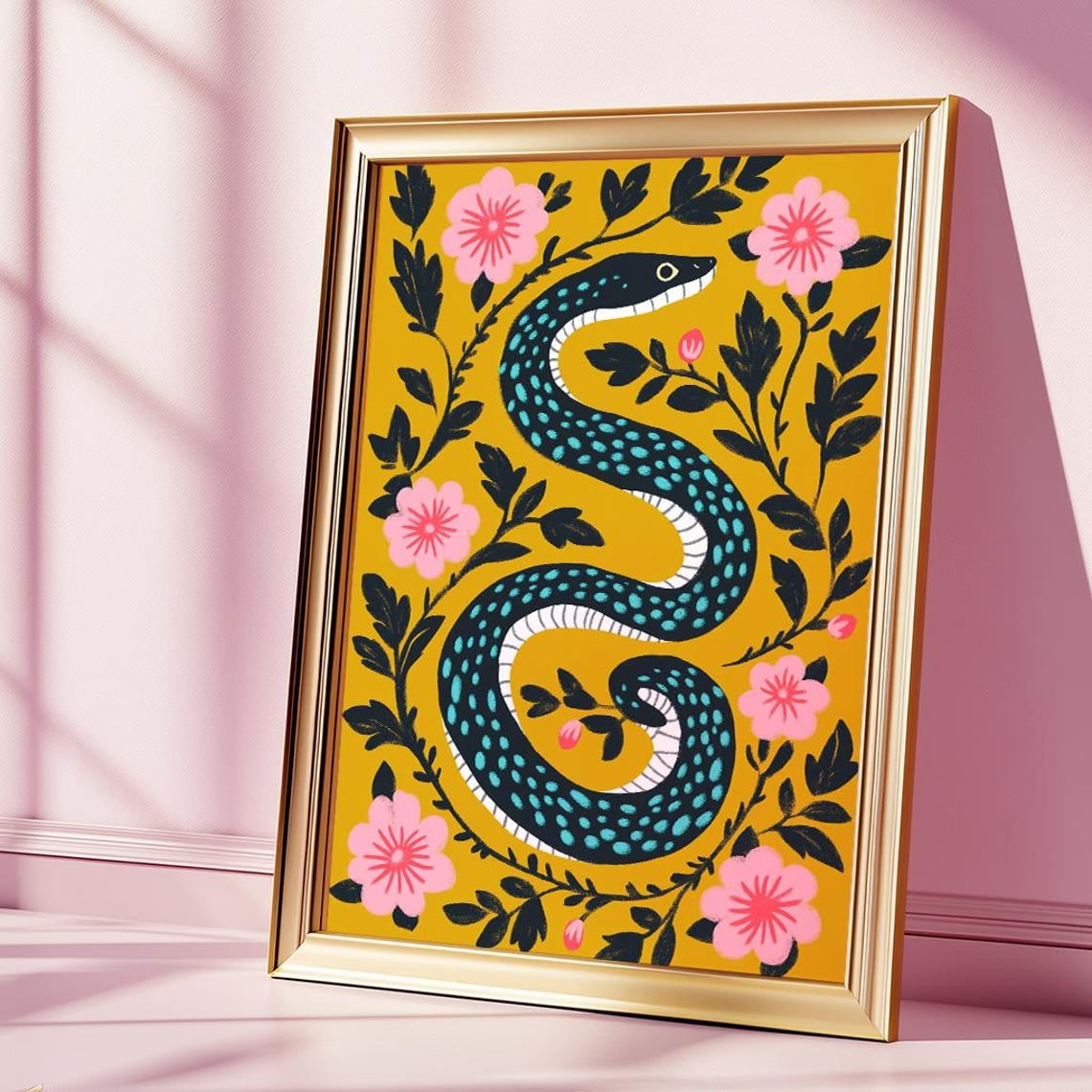 Kna Prints - Mexican Snake , Latin Folk Art Snake Wall Print, Colorful ...