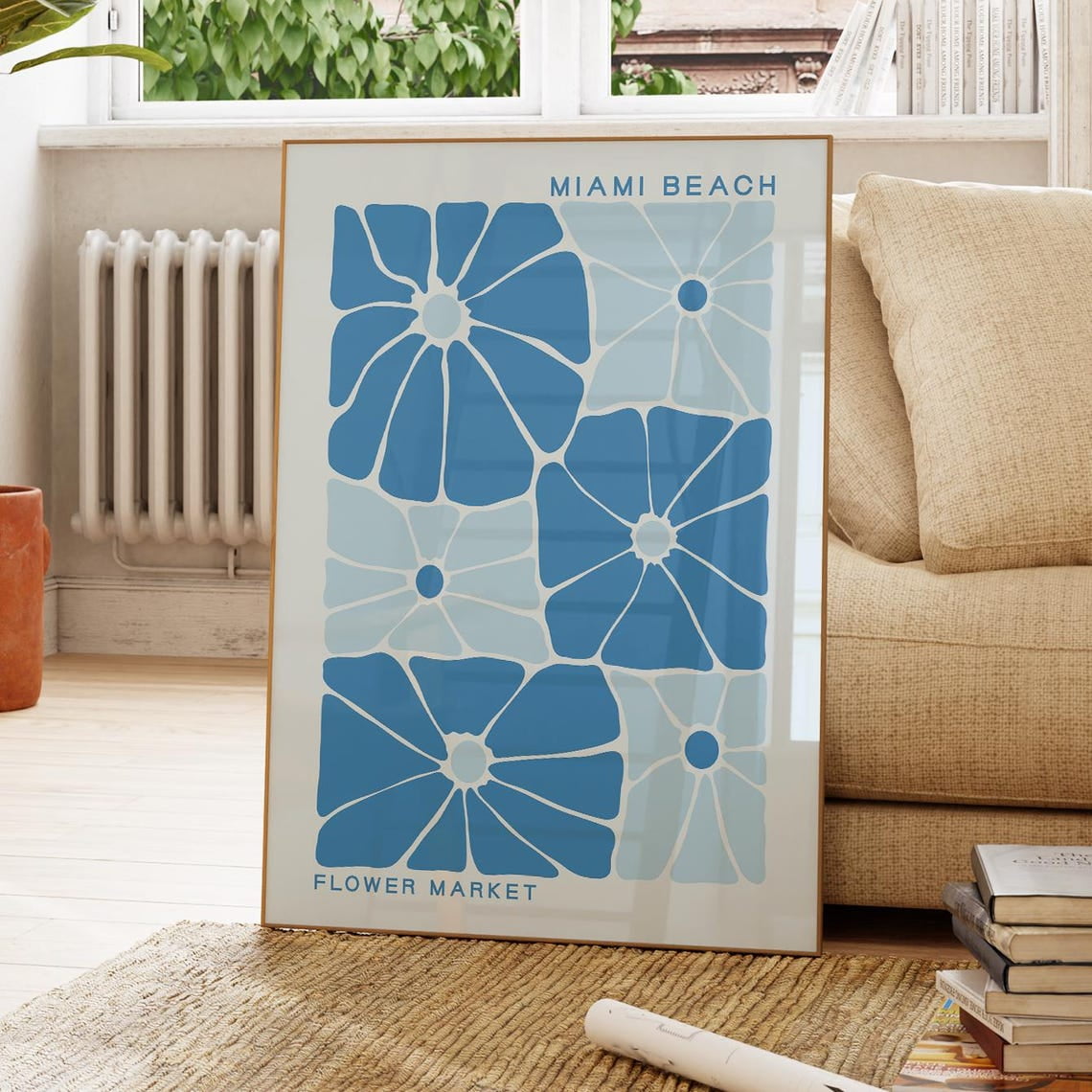 Kna Prints - Miami Beach Print Trendy Coastal Wall Art Blue Typography ...