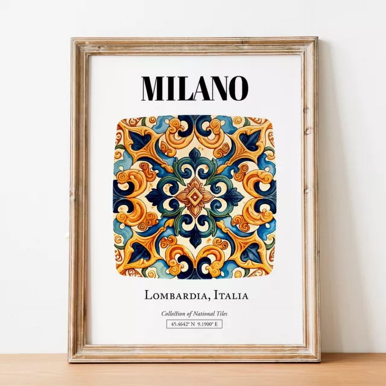 Kna Prints - Milano Tile Print, Traditional Italian Tile Pattern Wall Art - Kir 8542, UNFRAMED ...