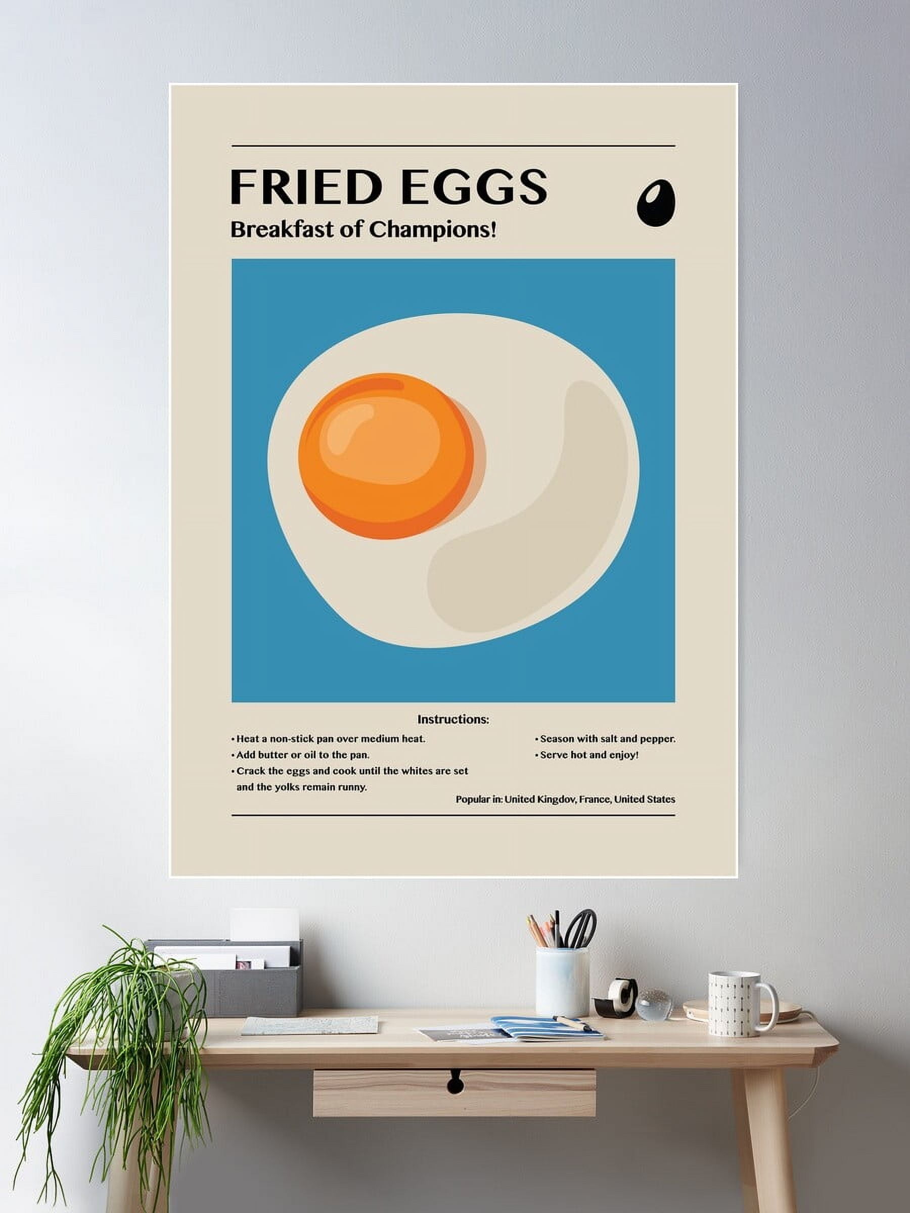 Kna Prints - Minimalist Fried Eggs Poster , UNFRAMED-24x36 - Walmart.com