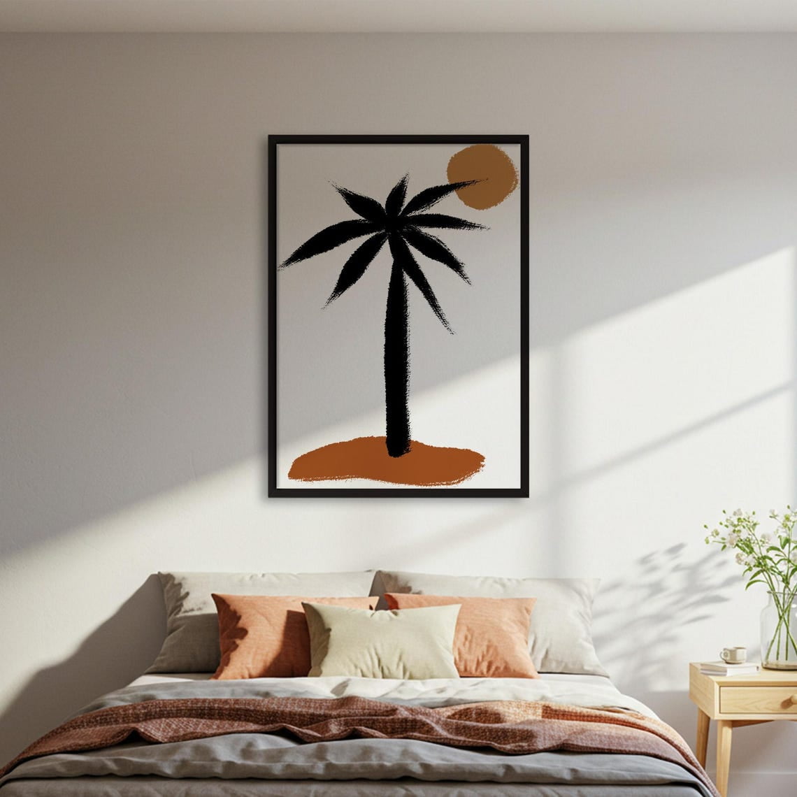 Kna Prints - Minimalist Palm Tree Poster, Abstract Sun Art Poster Print ...