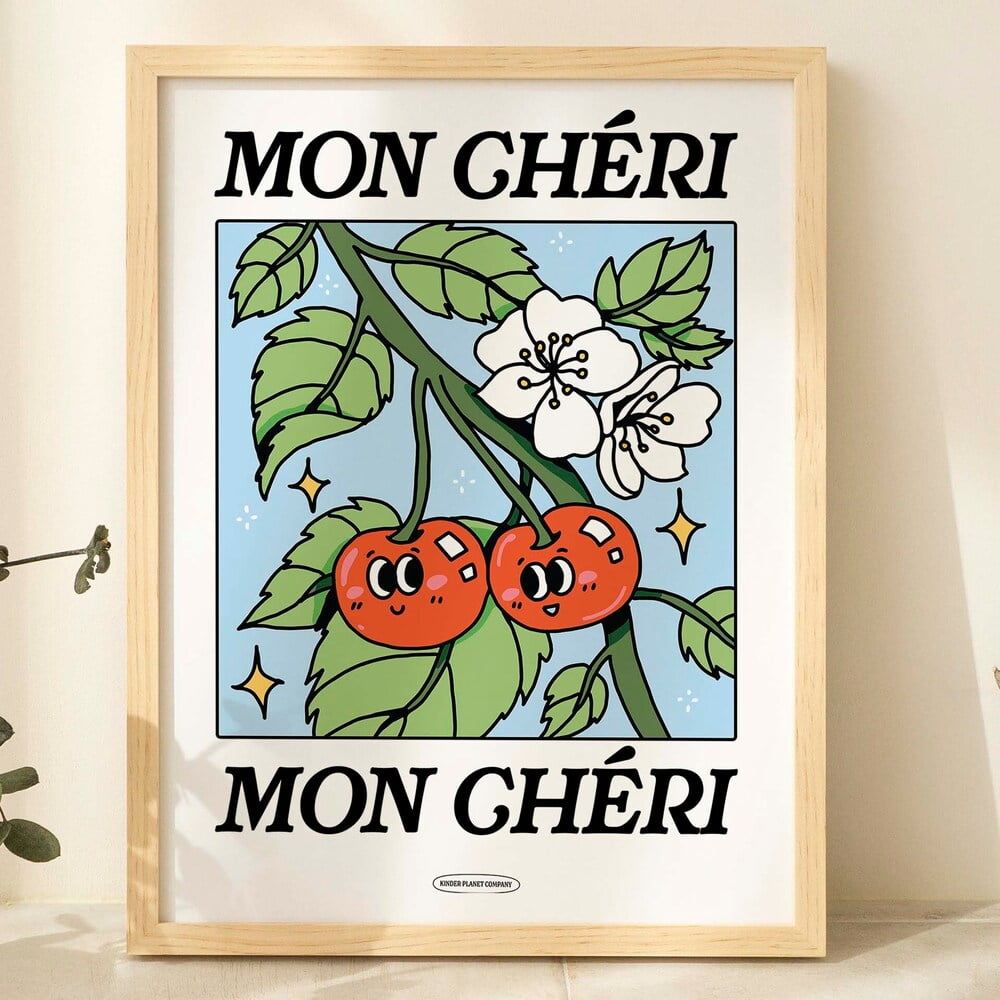 Kna Prints - Mon Cheri French Cherry Poster, Botanical Print, Flower Market Poster, Flowers ...