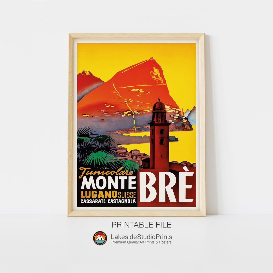 Kna Prints - Monte Bre Switzerland Vintage Travel For Home Decor ...