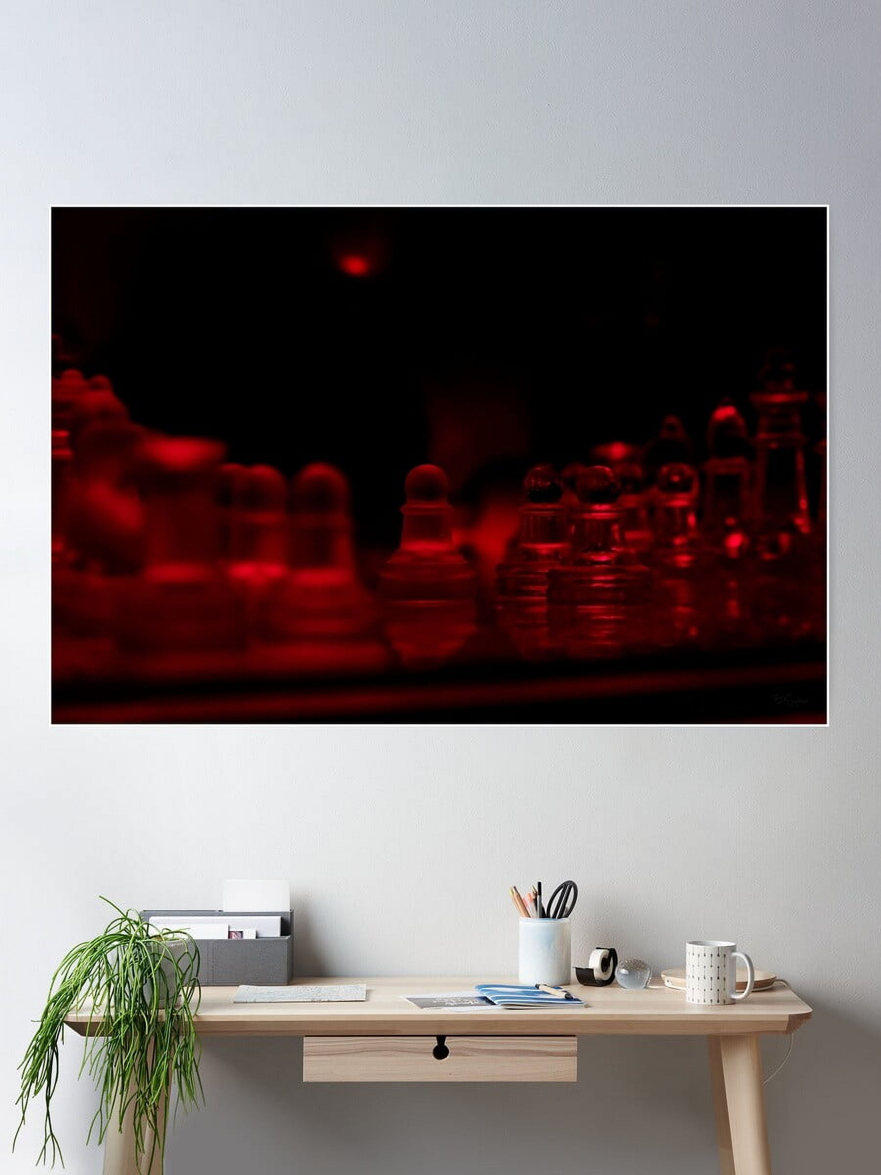 Kna Prints - Moody Glass Chess Pawn In The Center Photo In Dark Red ...