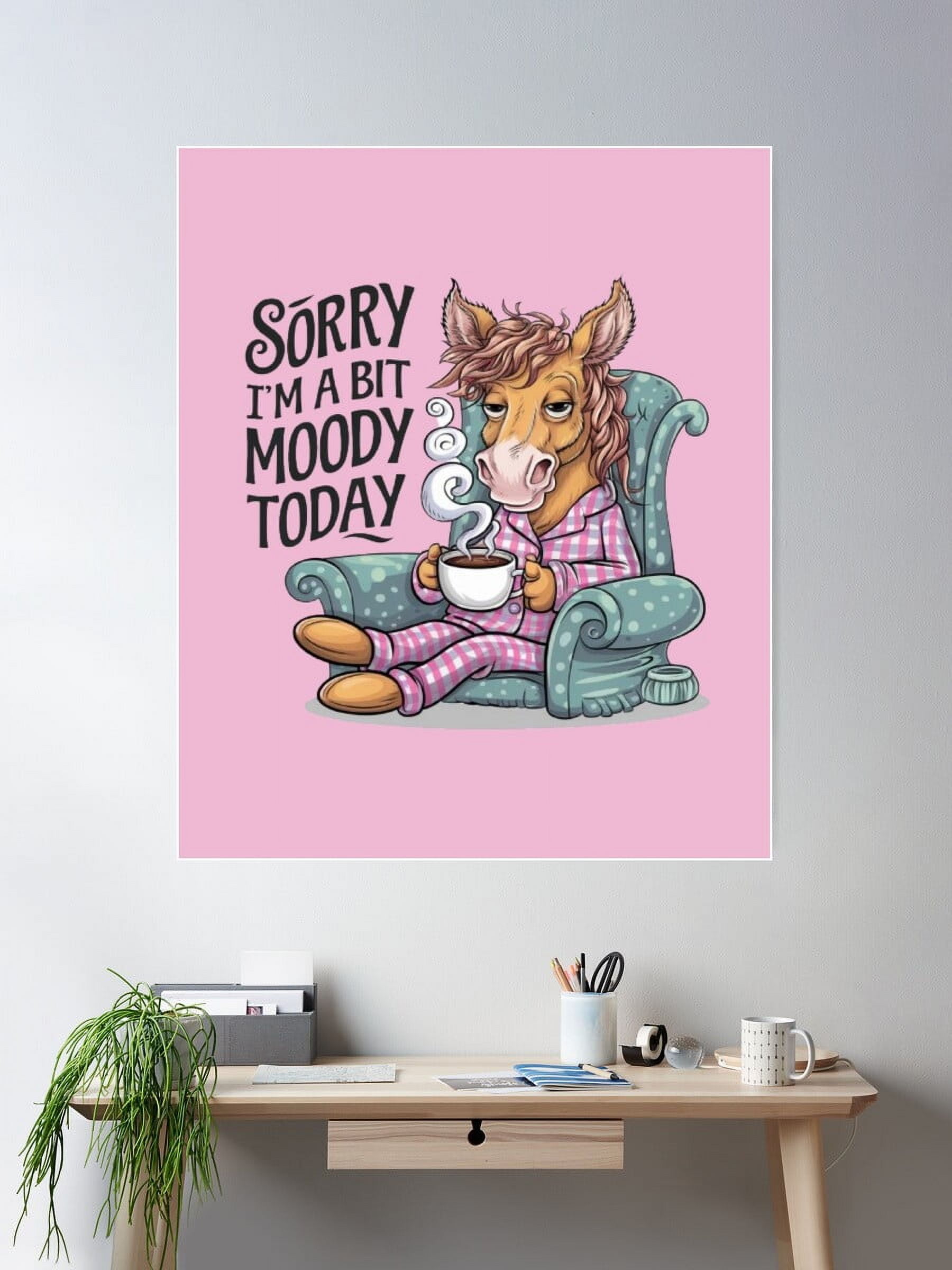 Kna Prints - Moody Horse Grumpy Morning Grouch Coffee Poster Wall Art ...