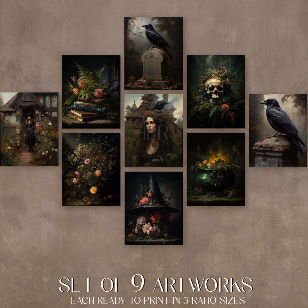Kna Prints - Moody Printable Gallery Wall 9 Hedge Witch Dark Academia ...